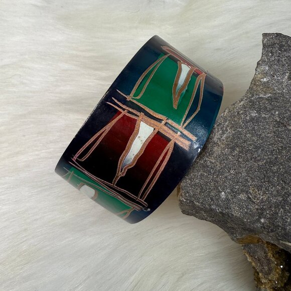 Vintage | Jewelry | Vintage Chile Enamel Copper Cuff Bracelet | Poshmark